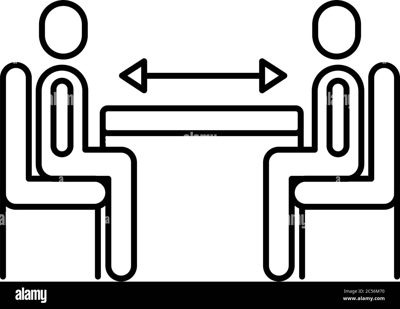humans distance social in dinner table line style icon vector ...