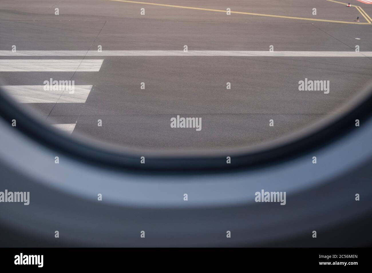 View of the tarmac from the window before the start of an aircraft ...