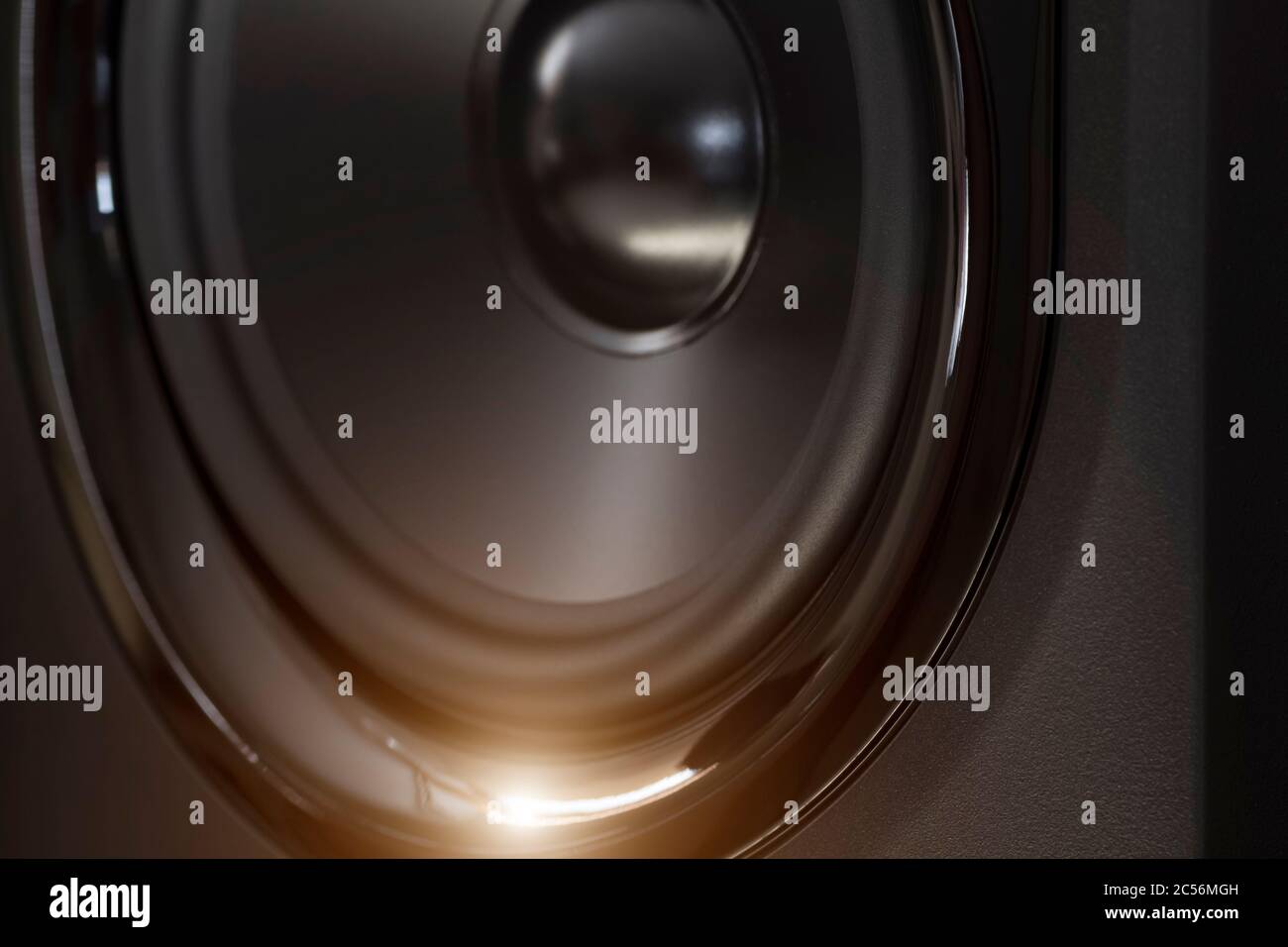 Black speaker of an acoustic monitor close-up Stock Photo - Alamy