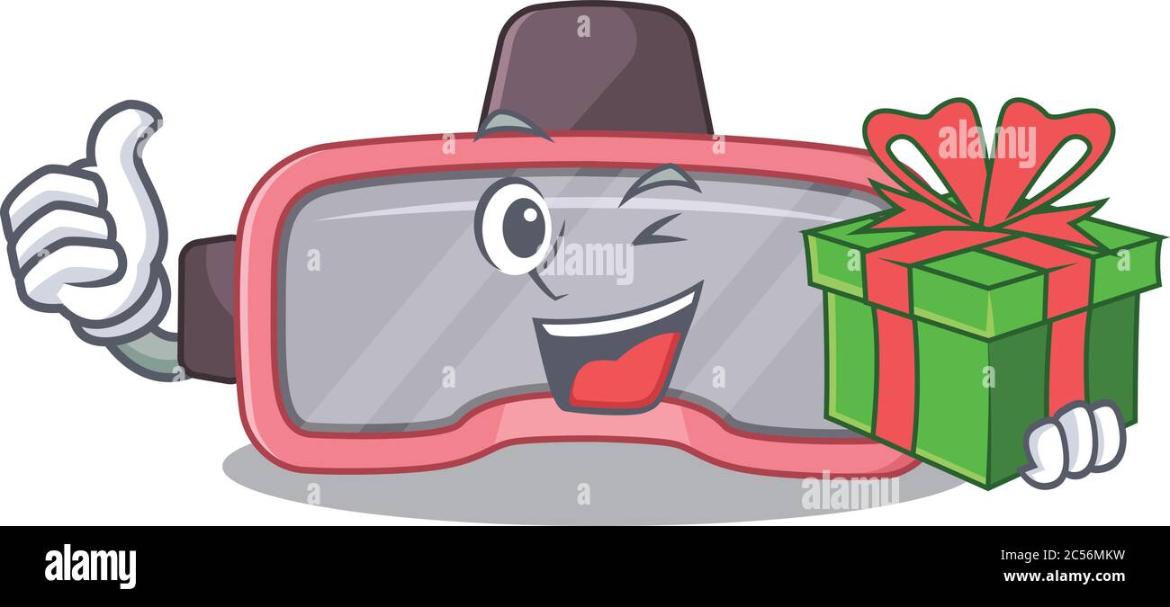 VR glasses cartoon character concept with a big gift box Stock Vector ...