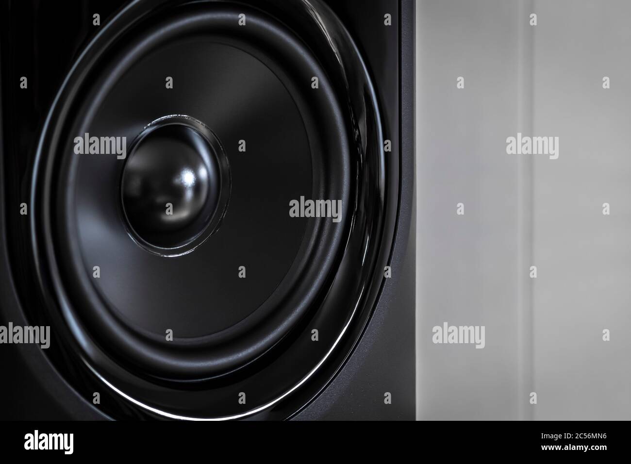 Black speaker of an acoustic monitor close-up Stock Photo - Alamy