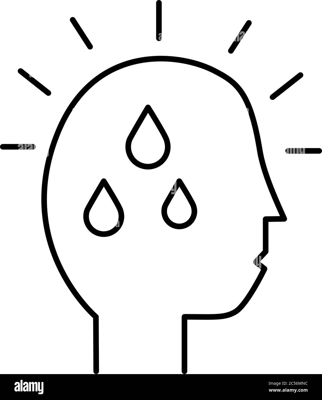 profile person sick with fever covid19 symptom line style vector ...