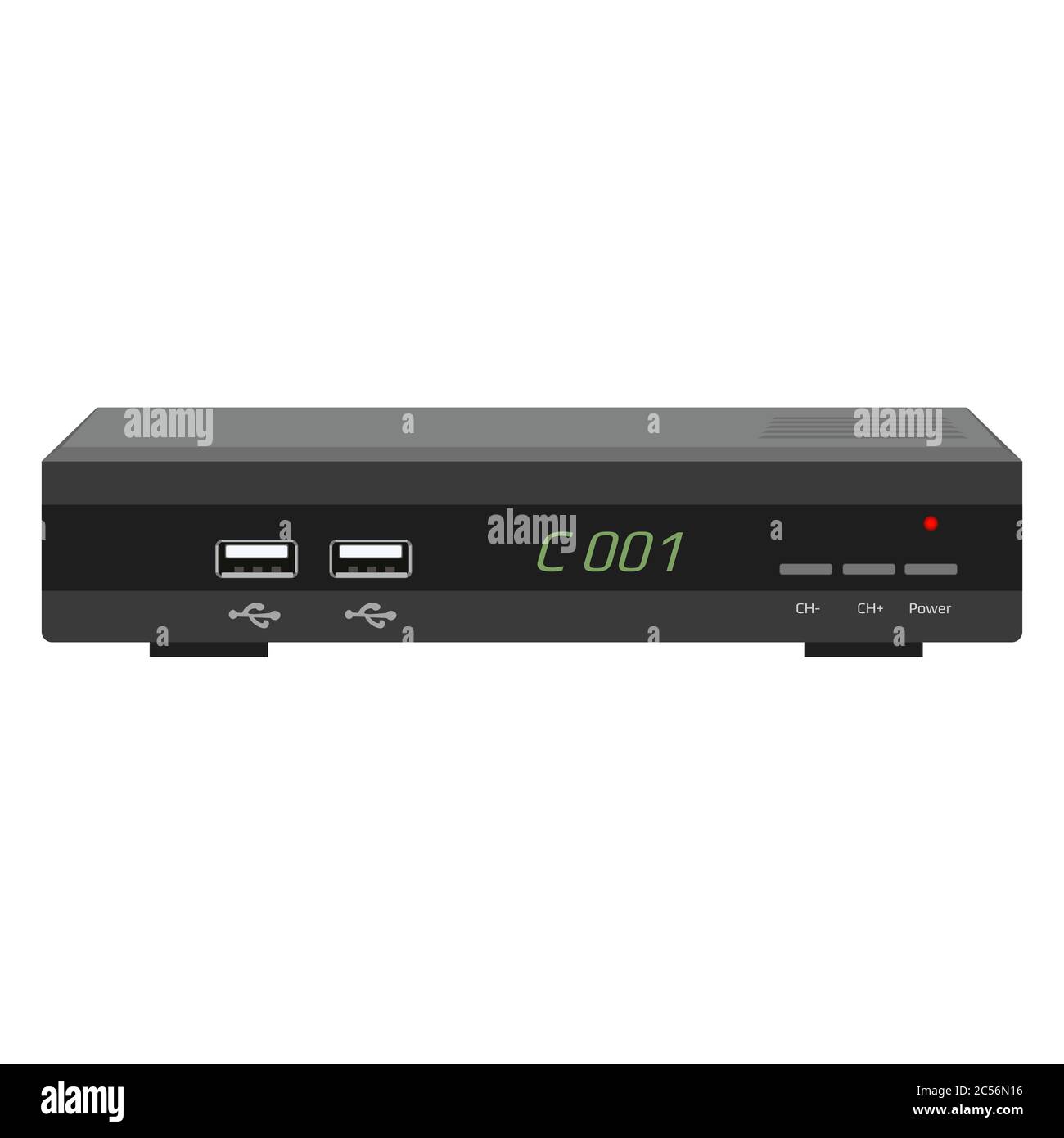 Realistic tv control device isolated on white. Satellite receiver with ...