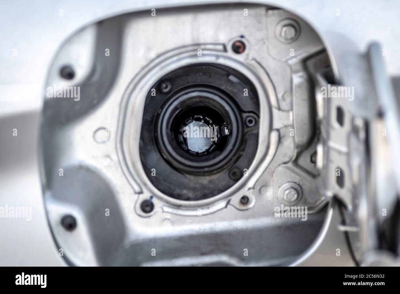 Open fuel filler neck of a passenger car close-up Stock Photo - Alamy