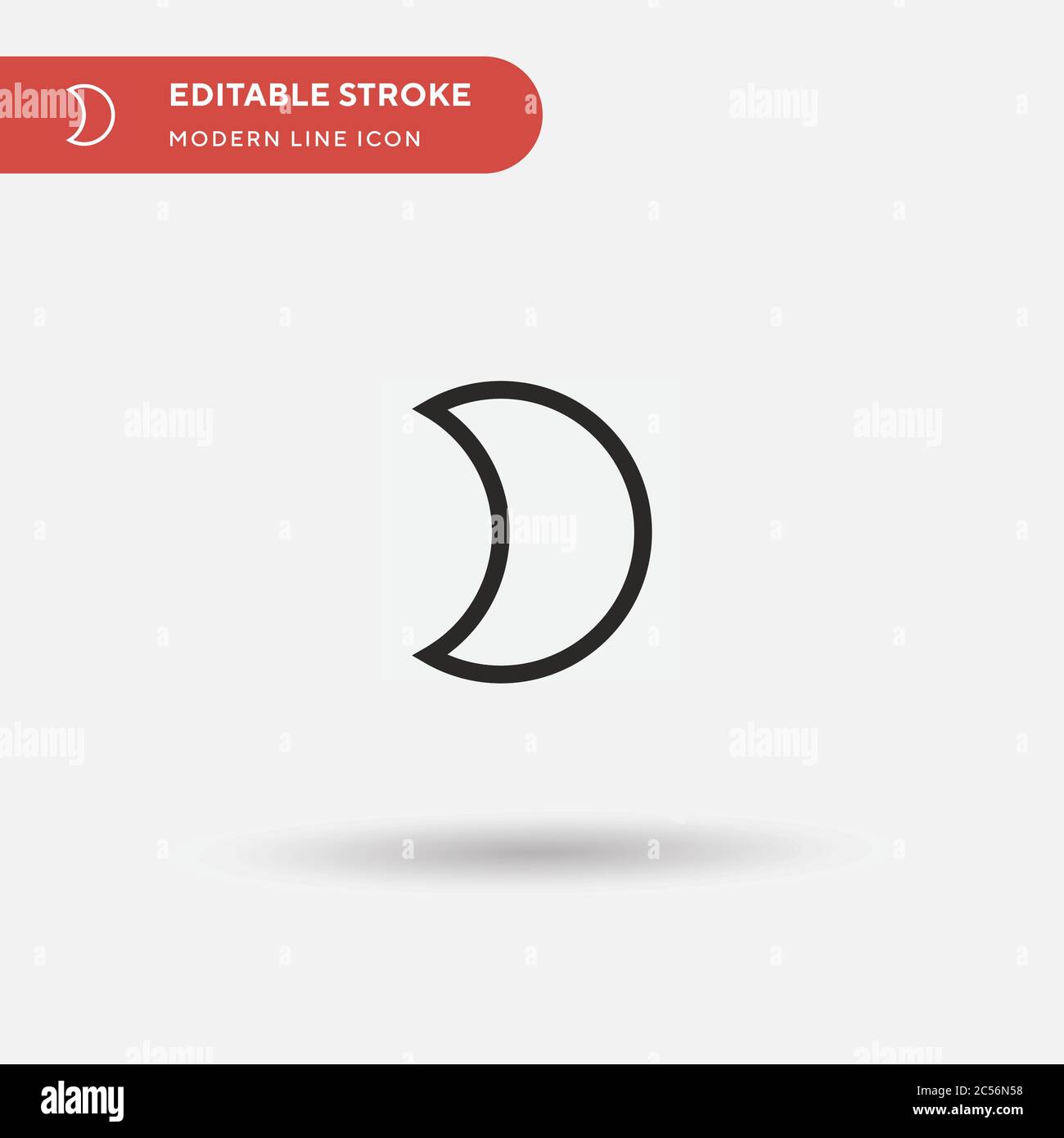 Half Moon Simple vector icon. Illustration symbol design template for ...