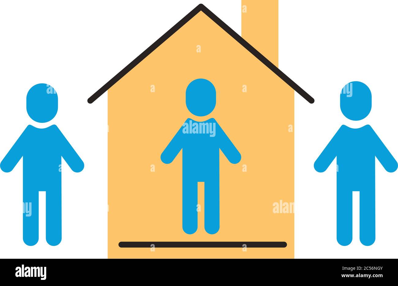 group of humans distance social with house flat style vector ...