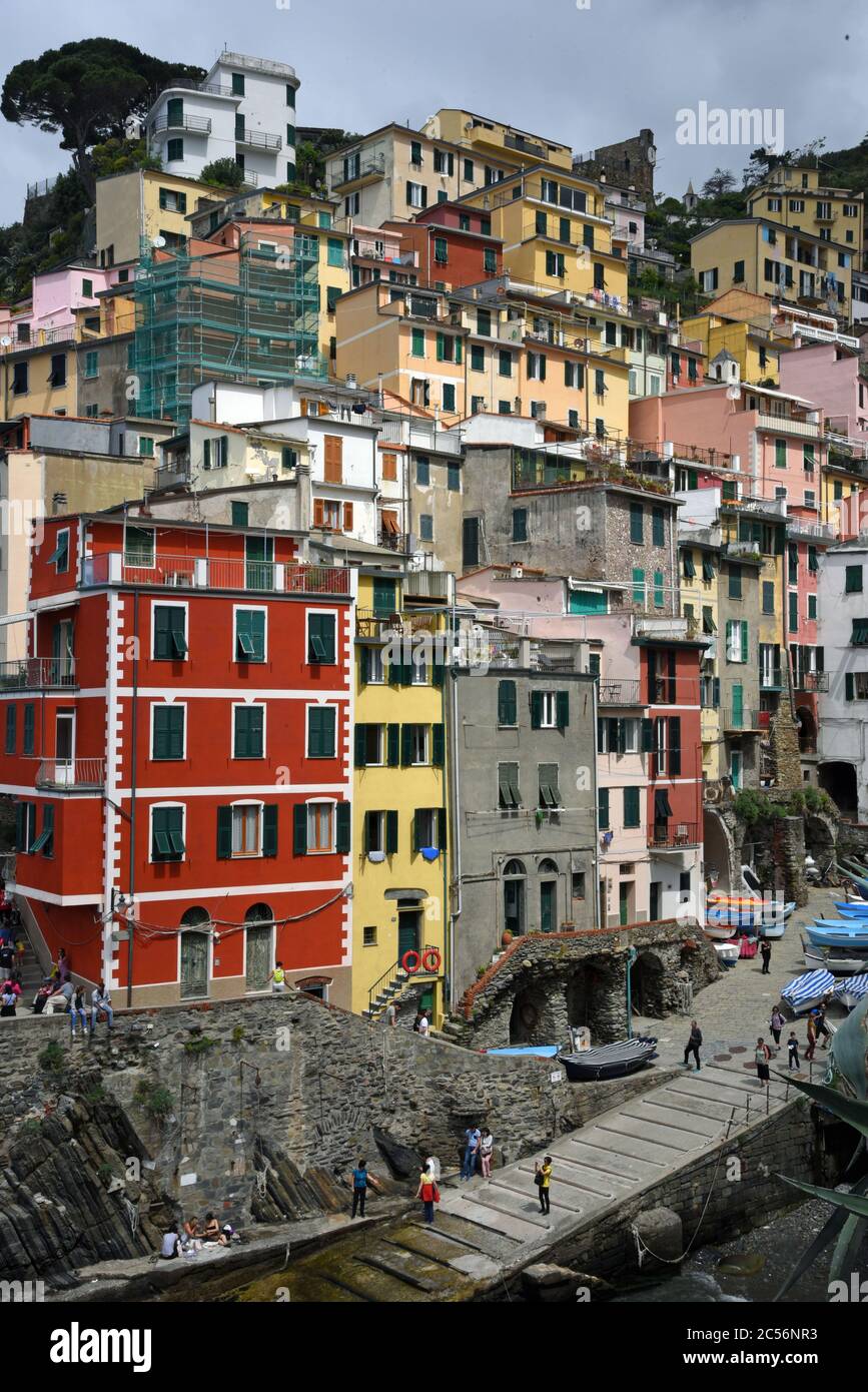 Europe, Italy, Liguria, Cinque Terre, Riomaggiore, colorful houses Stock Photo - Alamy