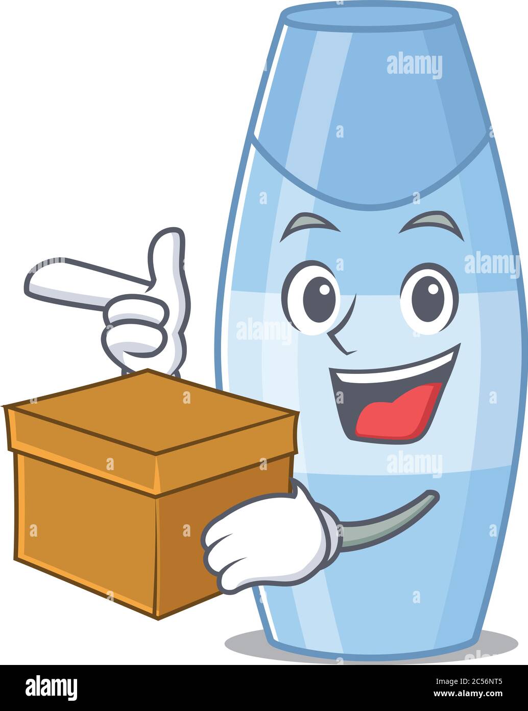 A smiling shampoo cartoon mascot style having a box Stock Vector Image ...