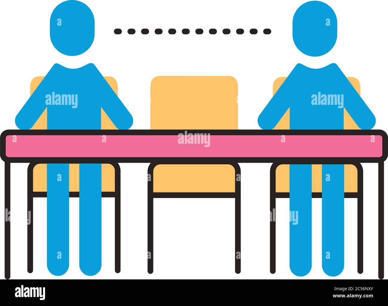 humans distance social in dinner table flat style icon vector ...