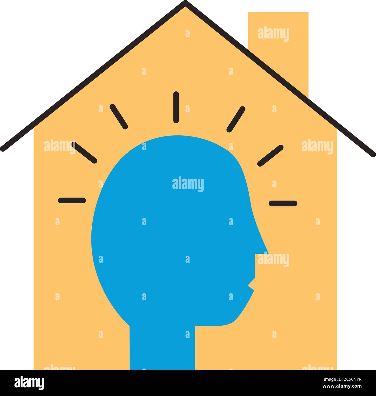 human profile stay at home flat style vector illustration design Stock ...