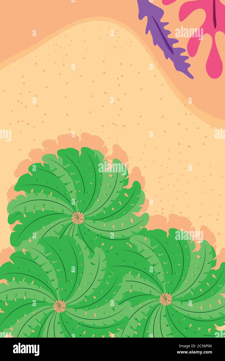 Beach with leaves top view detailed style icon design, Summer vacation ...
