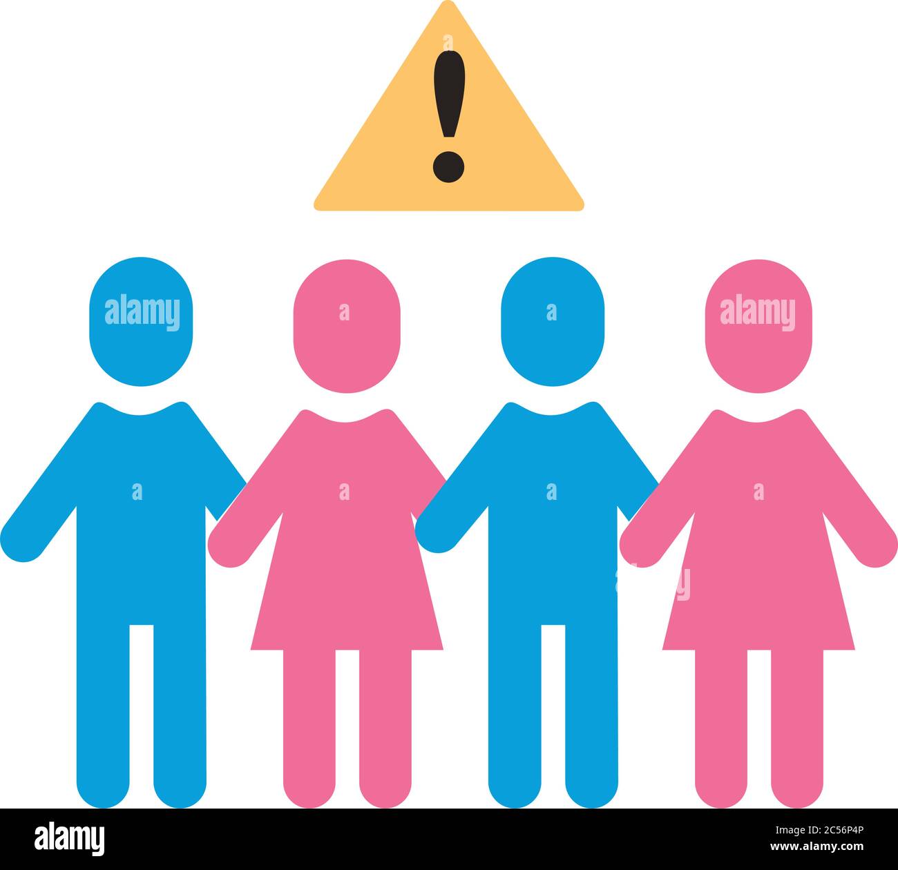 group of humans with alert signal distance social flat style vector ...