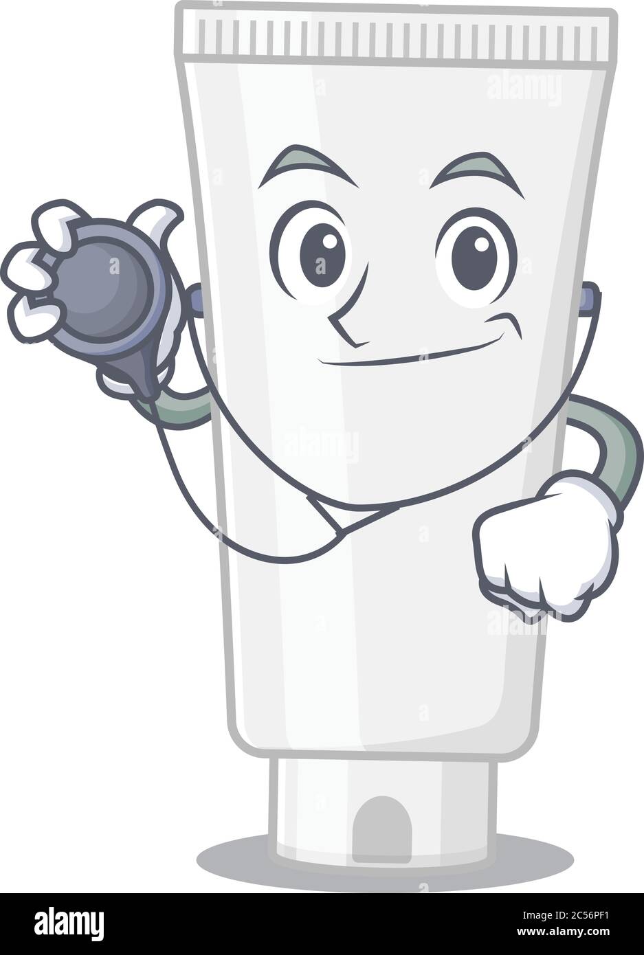 A dedicated shower gel doctor caricature design working with tools ...