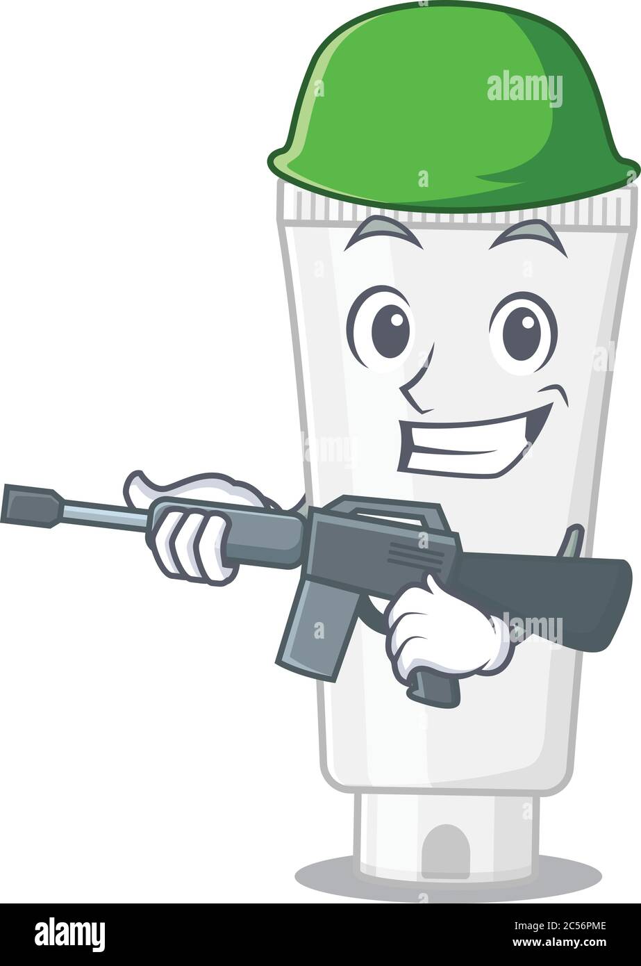 A charming army shower gel cartoon picture style having a machine gun ...