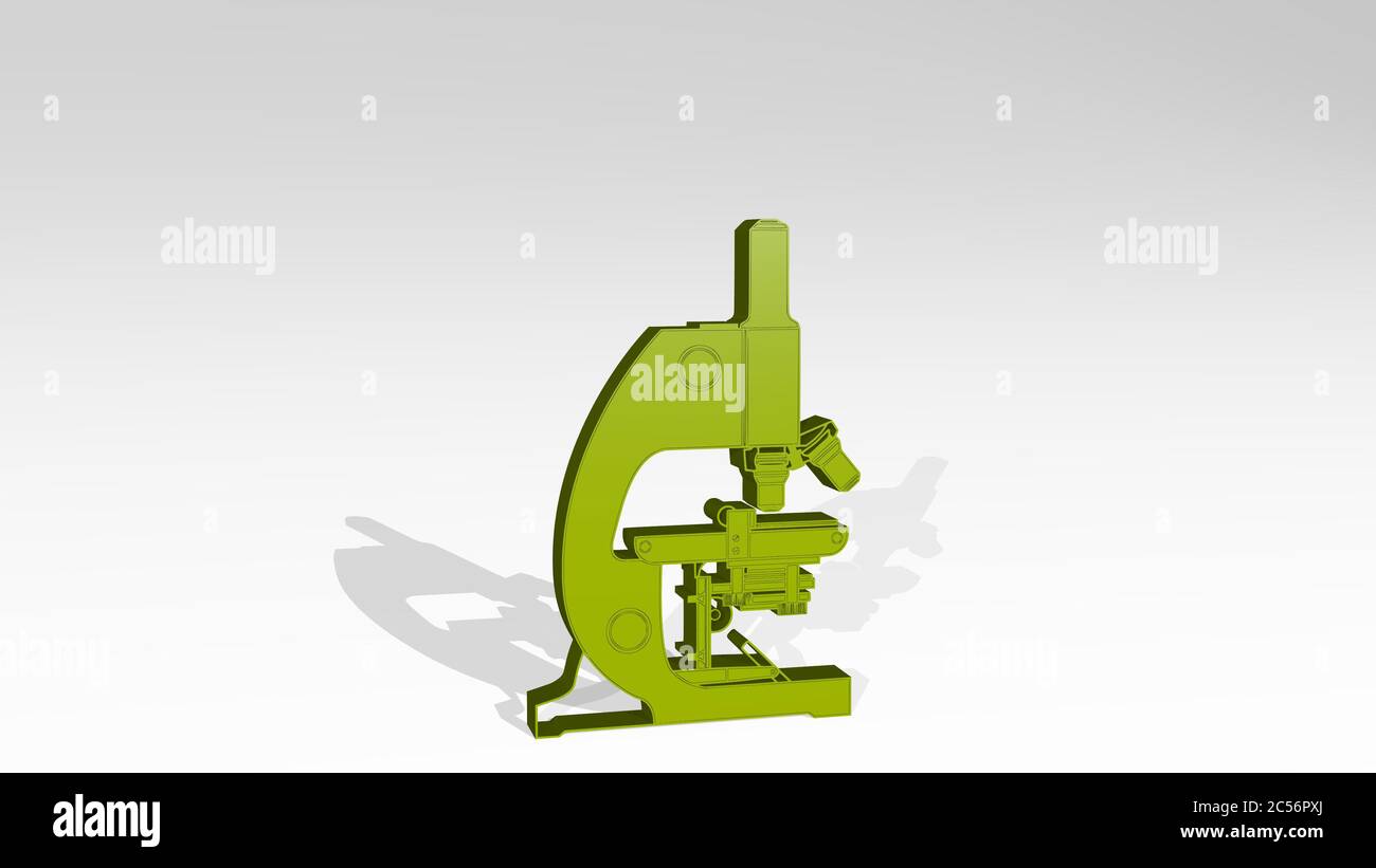 LAB MICROSCOPE made by 3D illustration of a shiny metallic sculpture on ...