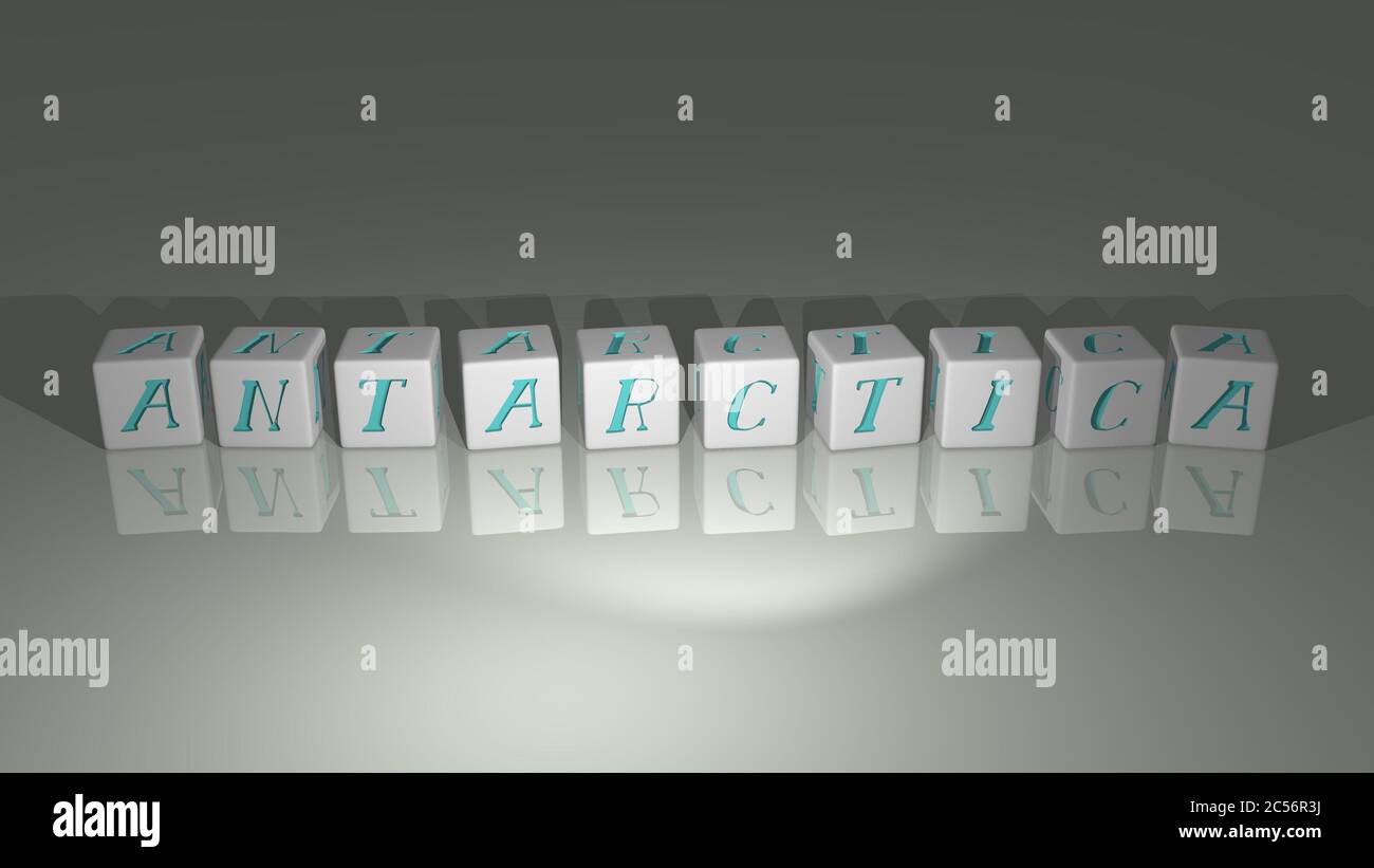 alphabetic Antarctica arranged by cubic letters on a mirror floor ...