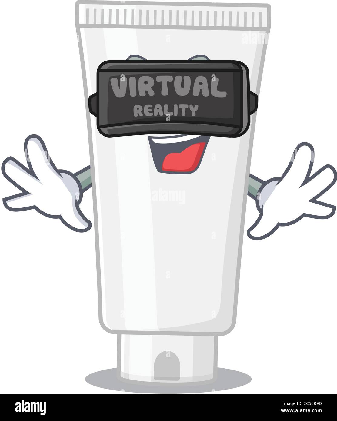 Shower gel cartoon image play a game with Virtual Reality headset Stock ...