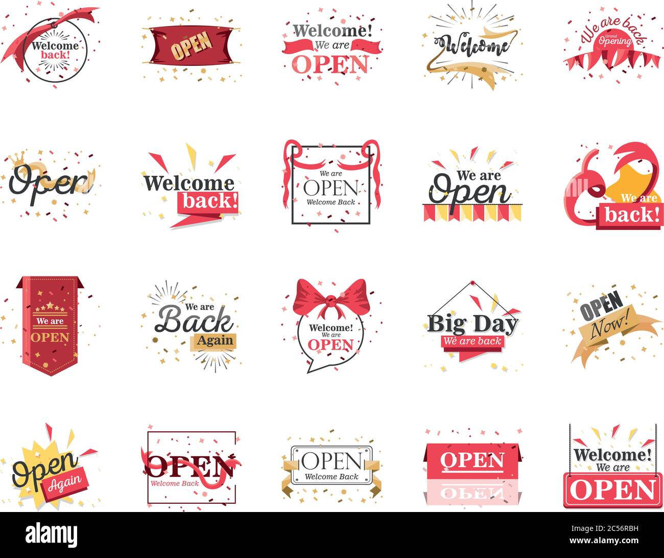welcome and open day detailed style icon set design of Store shop ...