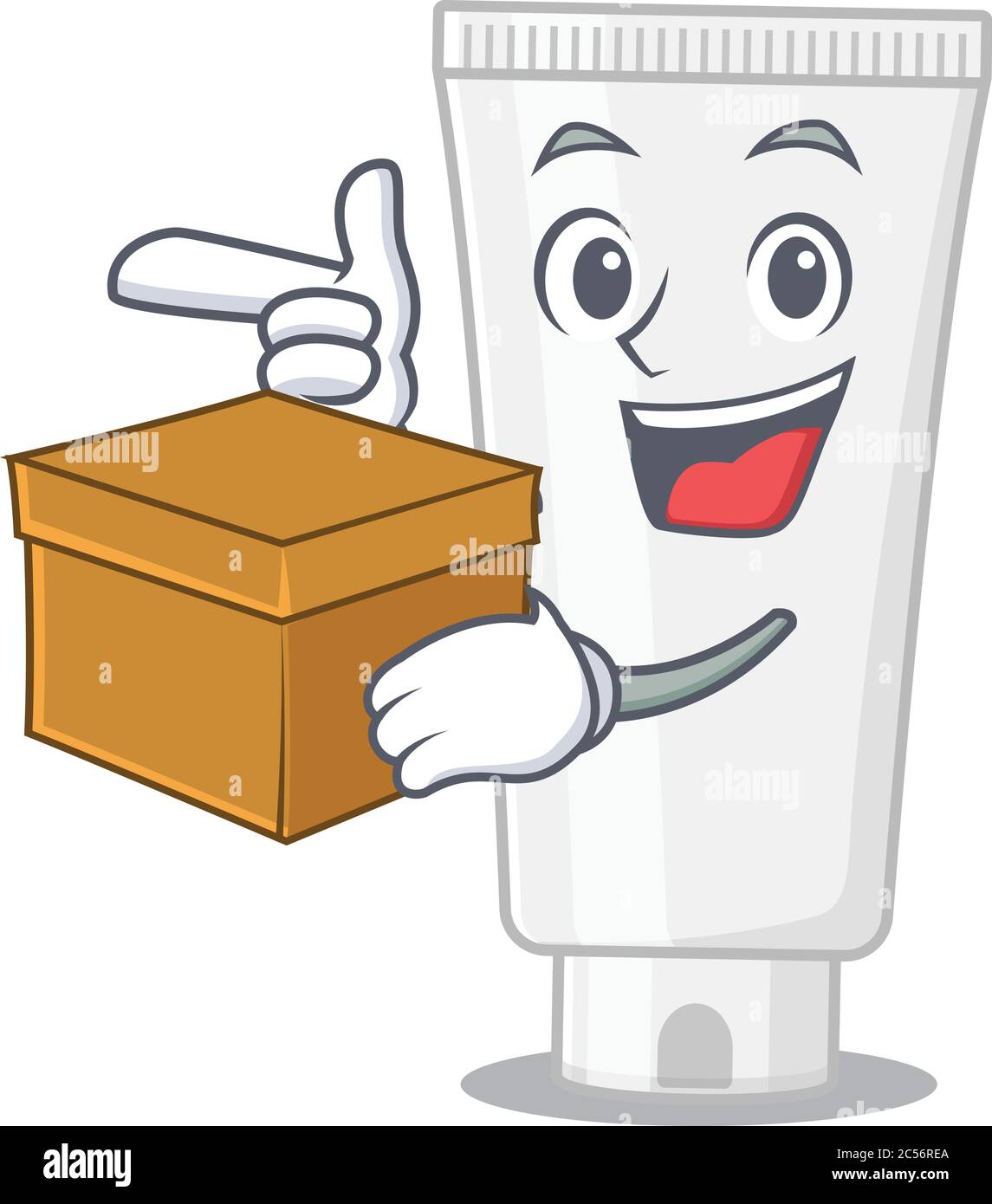 A smiling shower gel cartoon mascot style having a box Stock Vector ...