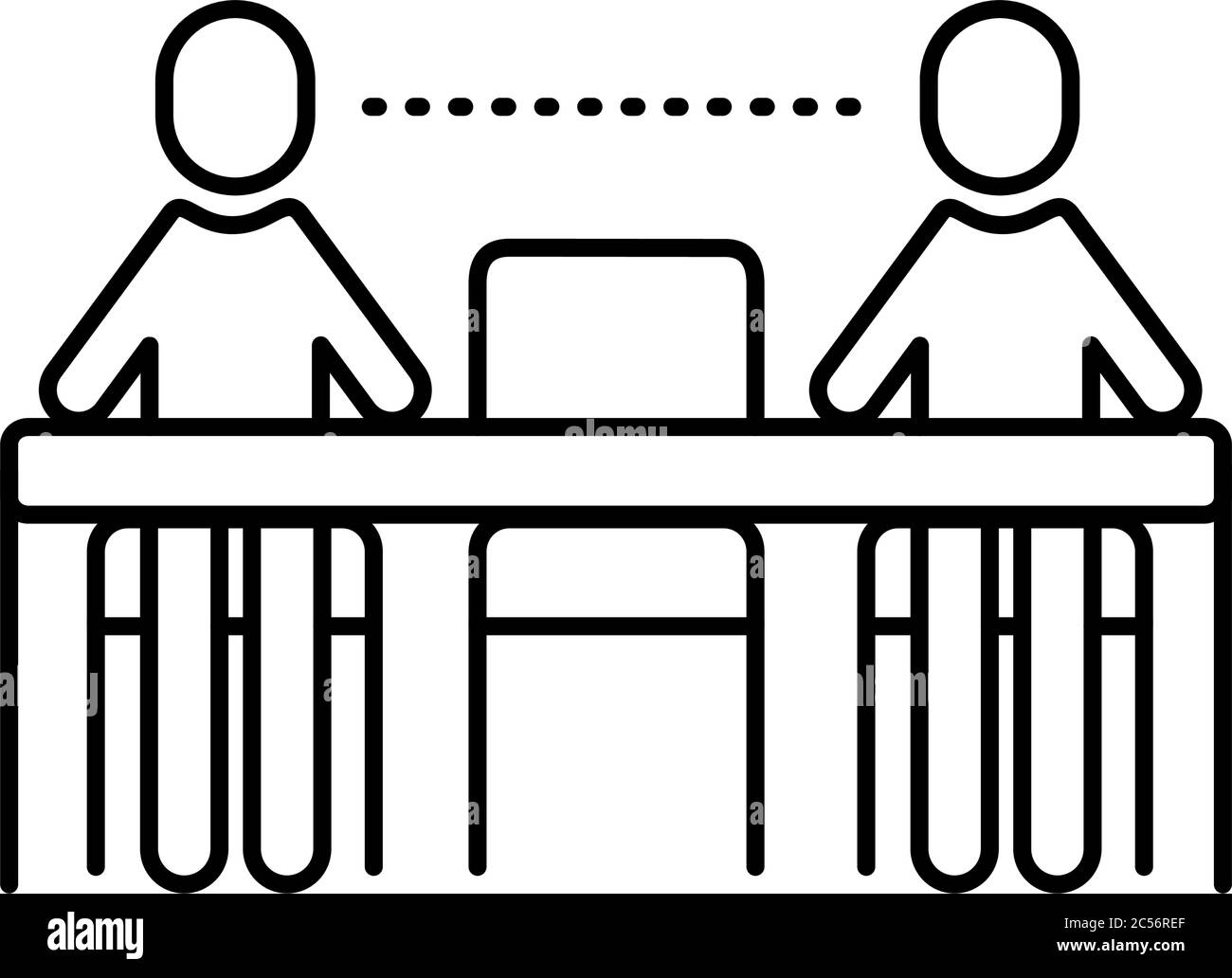 humans distance social in dinner table line style icon vector ...