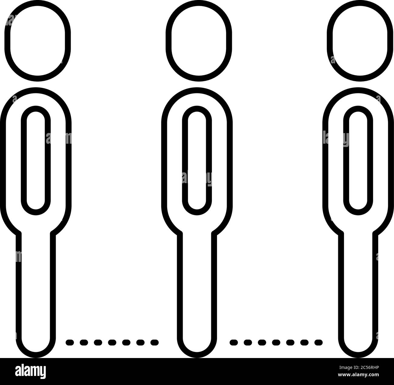 group of humans distance social line style vector illustration design ...