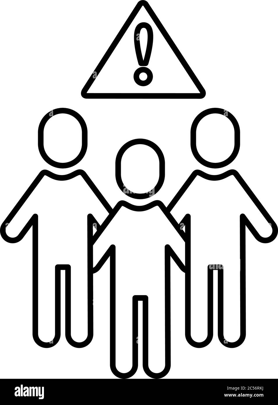 group of humans with alert signal distance social line style vector ...