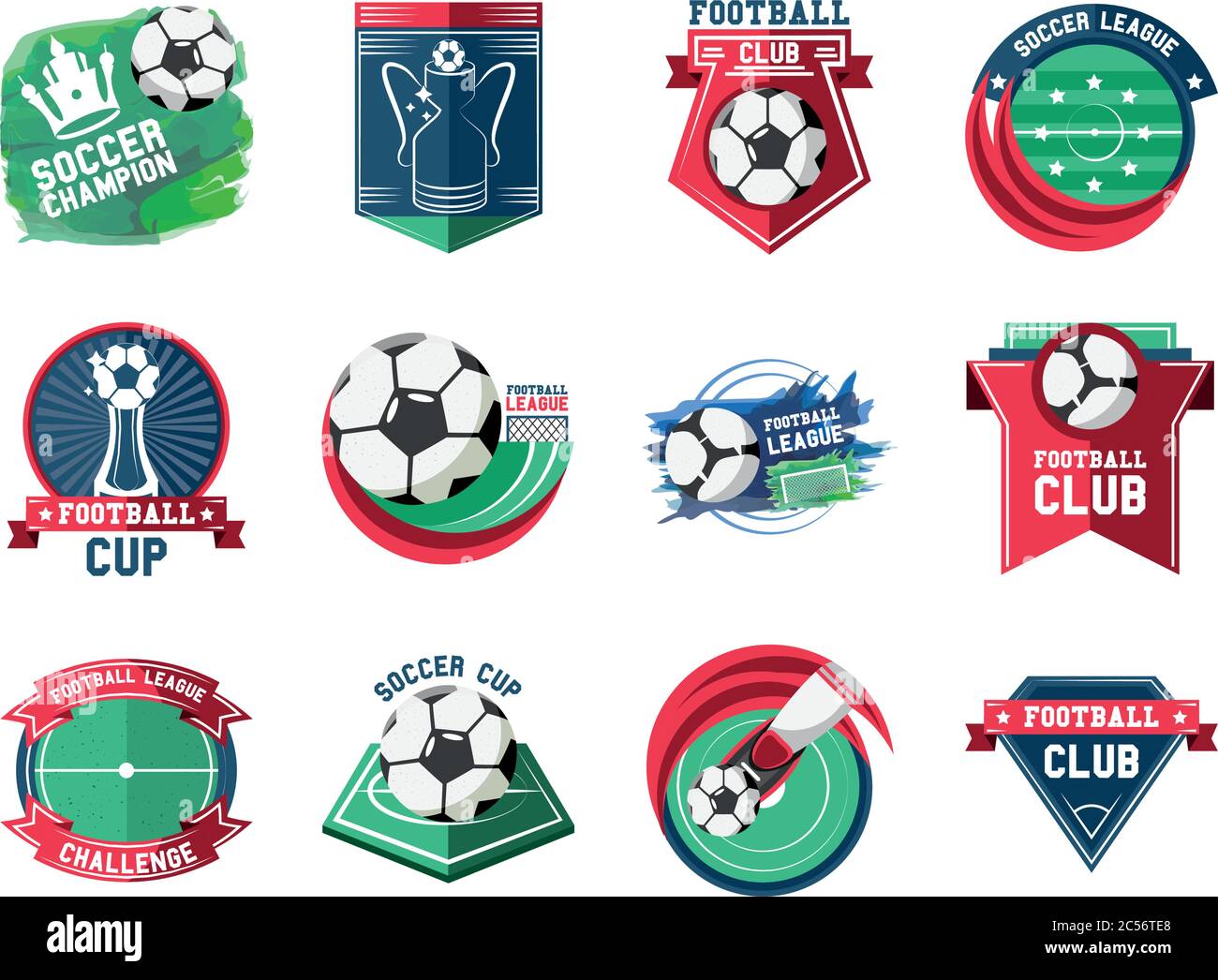 detailed style icon set design, Soccer football club cup league ...