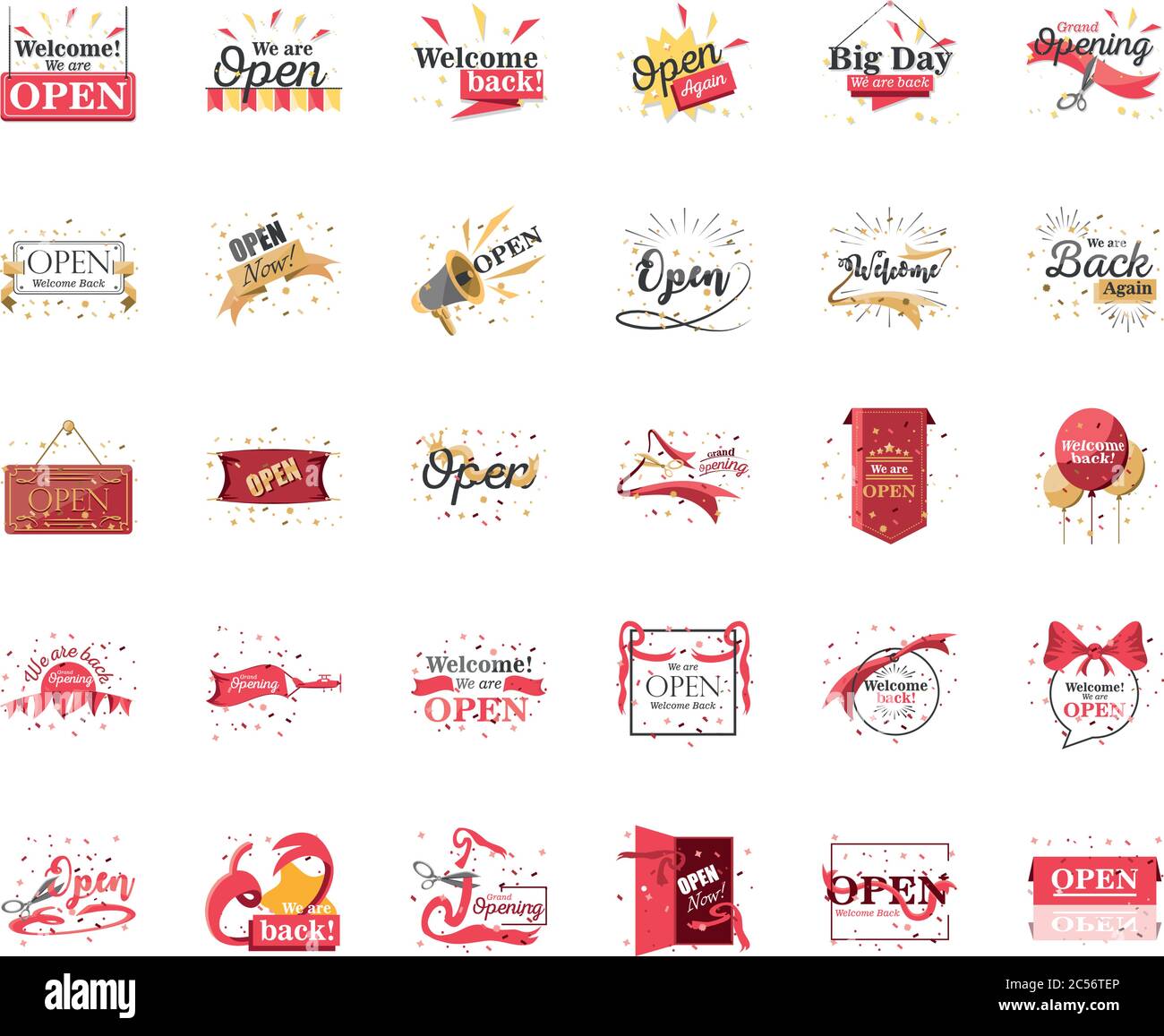 welcome and open day detailed style icon set design of Store shop ...