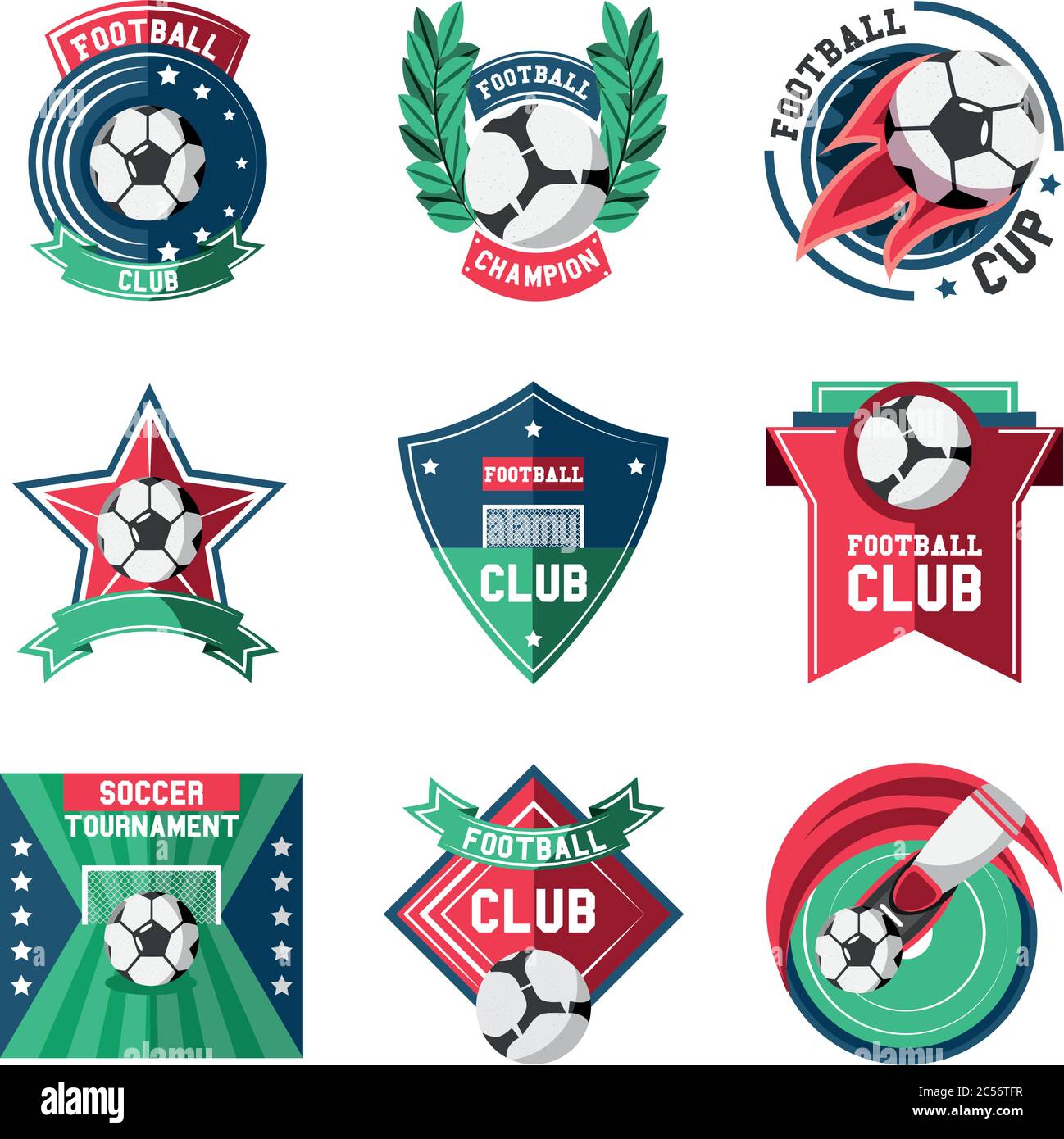 detailed style icon set design, Soccer football club cup league ...