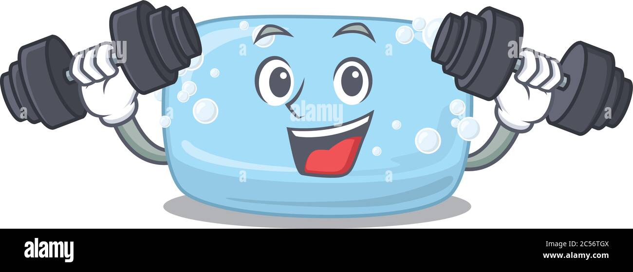 Muscular soap mascot design with barbells during exercise Stock Vector ...
