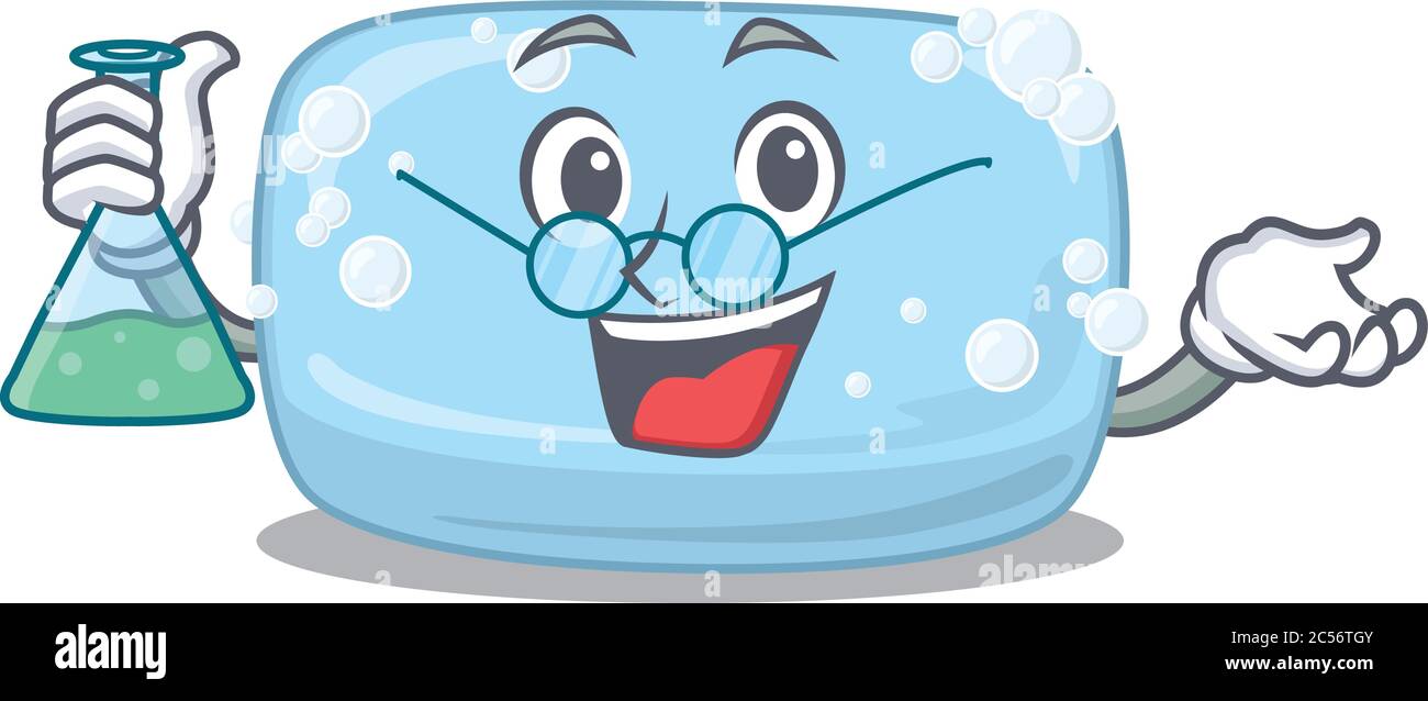 Super Genius Professor of soap Caricature character working on a lab ...