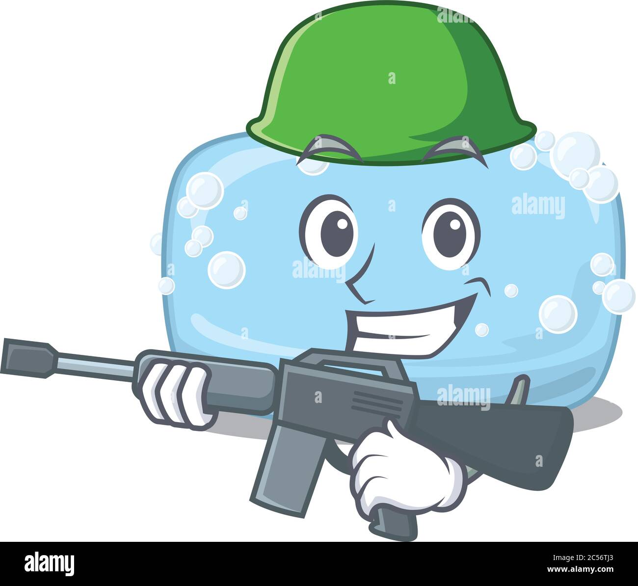 A charming army soap cartoon picture style having a machine gun Stock ...
