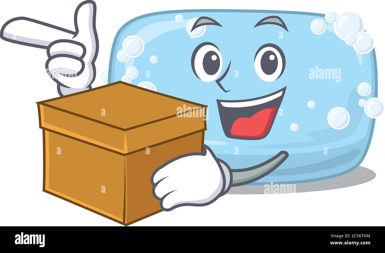 A smiling soap cartoon mascot style having a box Stock Vector Image ...