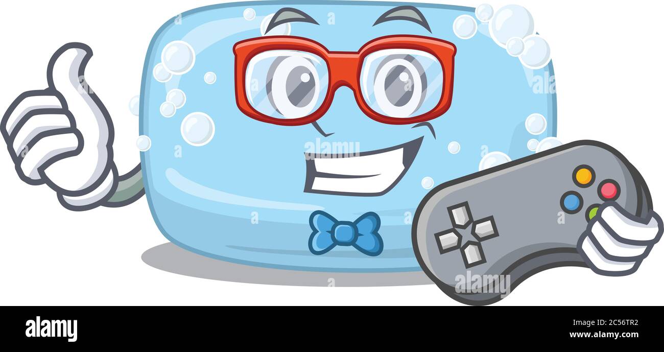 Cartoon Mascot design of soap gamer using controller Stock Vector Image ...