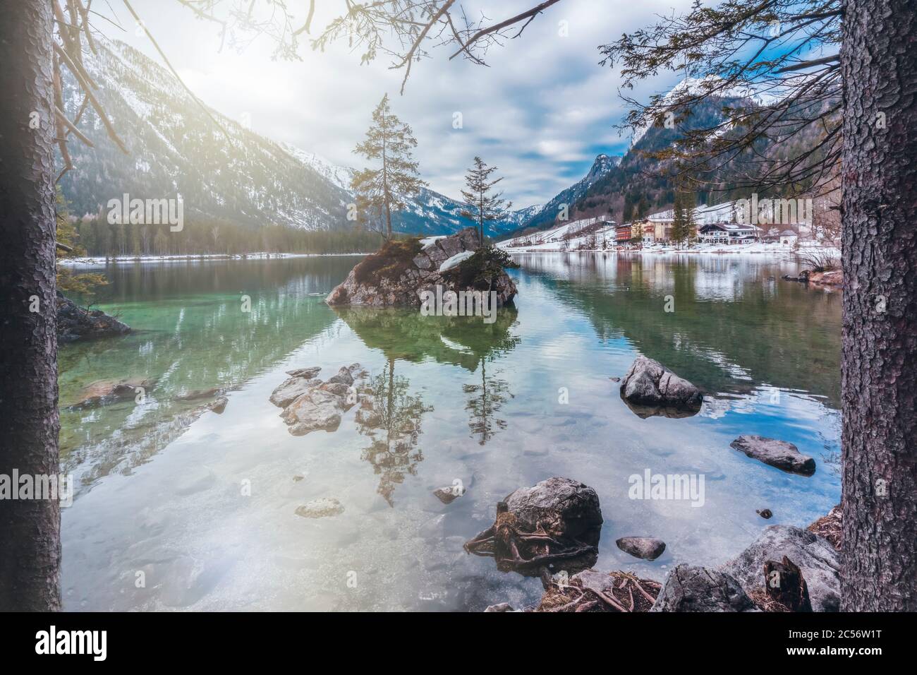 Hintersee lake, Hintersee, Gemeinde Ramsau im Berchtesgadener Land ...