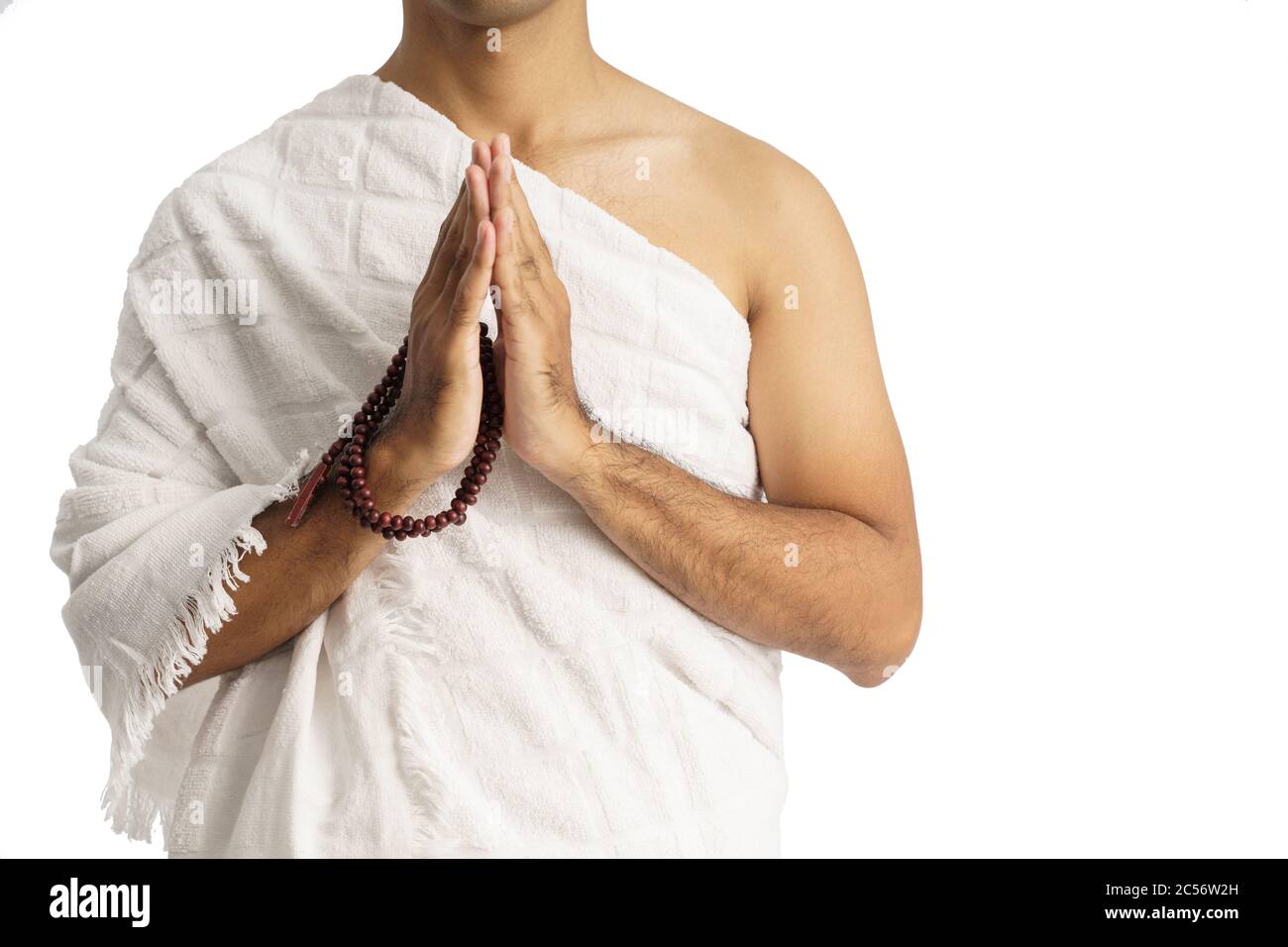 pose muslim asian man wearing ihram muslim clothes for hajj and umrah ...