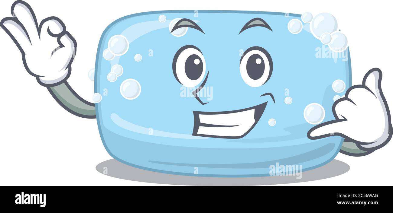 Caricature design of soap with cute call me pose Stock Vector Image ...
