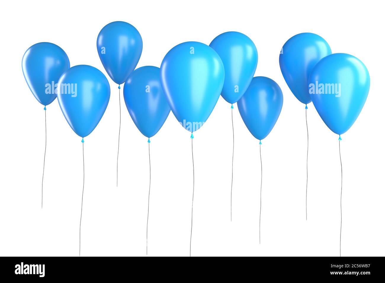 Blue Ballons isolated on white background. 3D rendering Stock Photo - Alamy