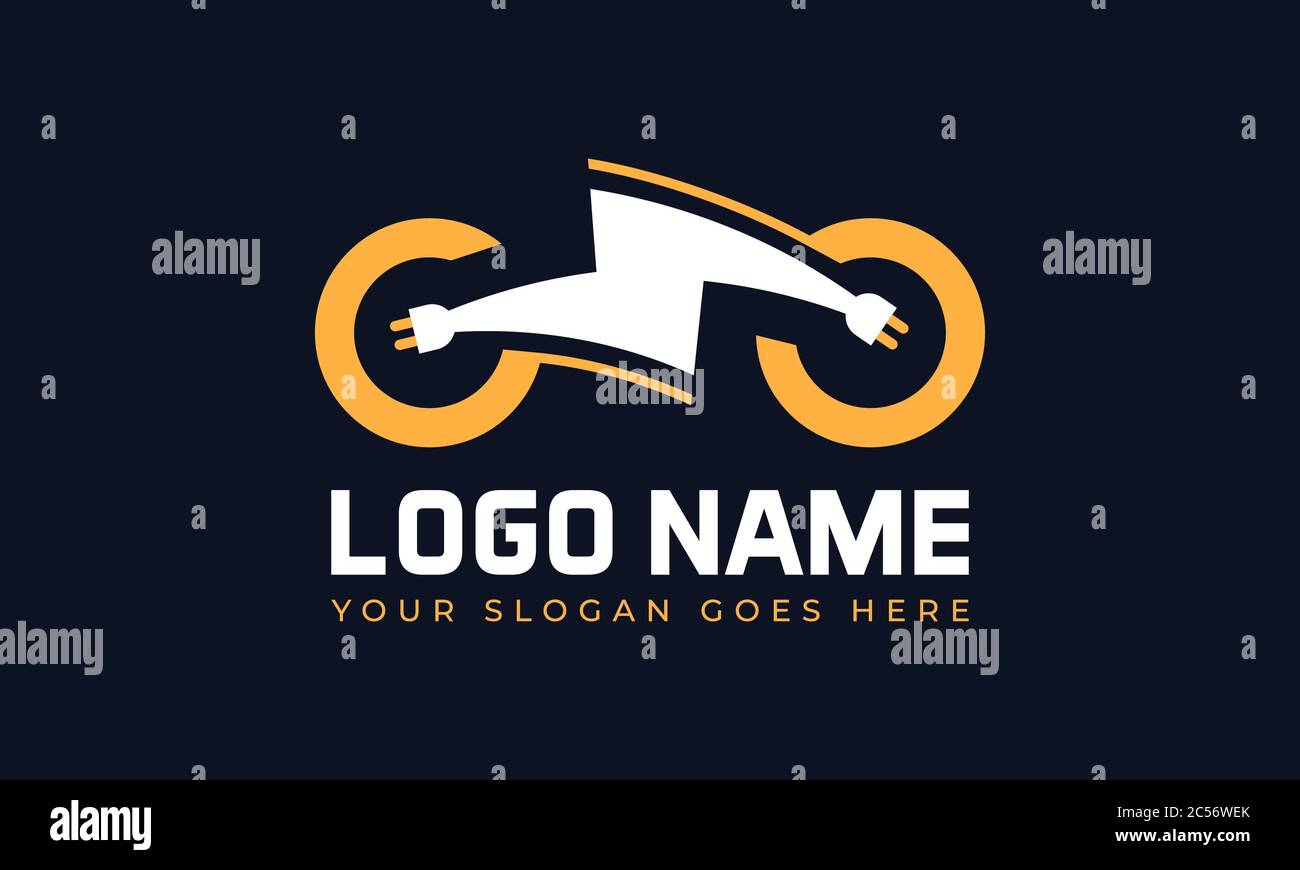 Electric bike logo design template Stock Photo - Alamy