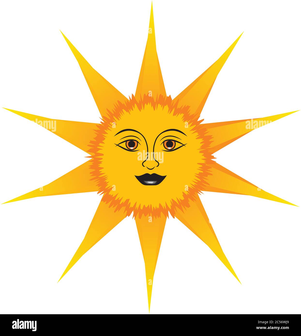 Illustration of the Sun with a Face Stock Photo - Alamy