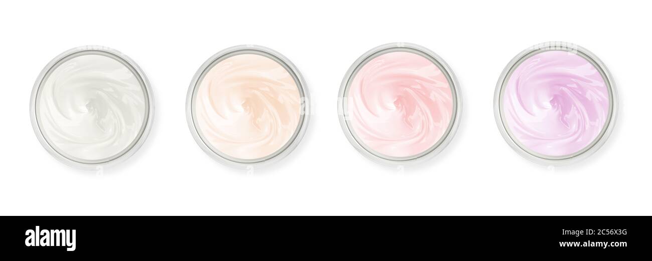 Cosmetic pot container with body, face cream. Top view, flat lay cream ...