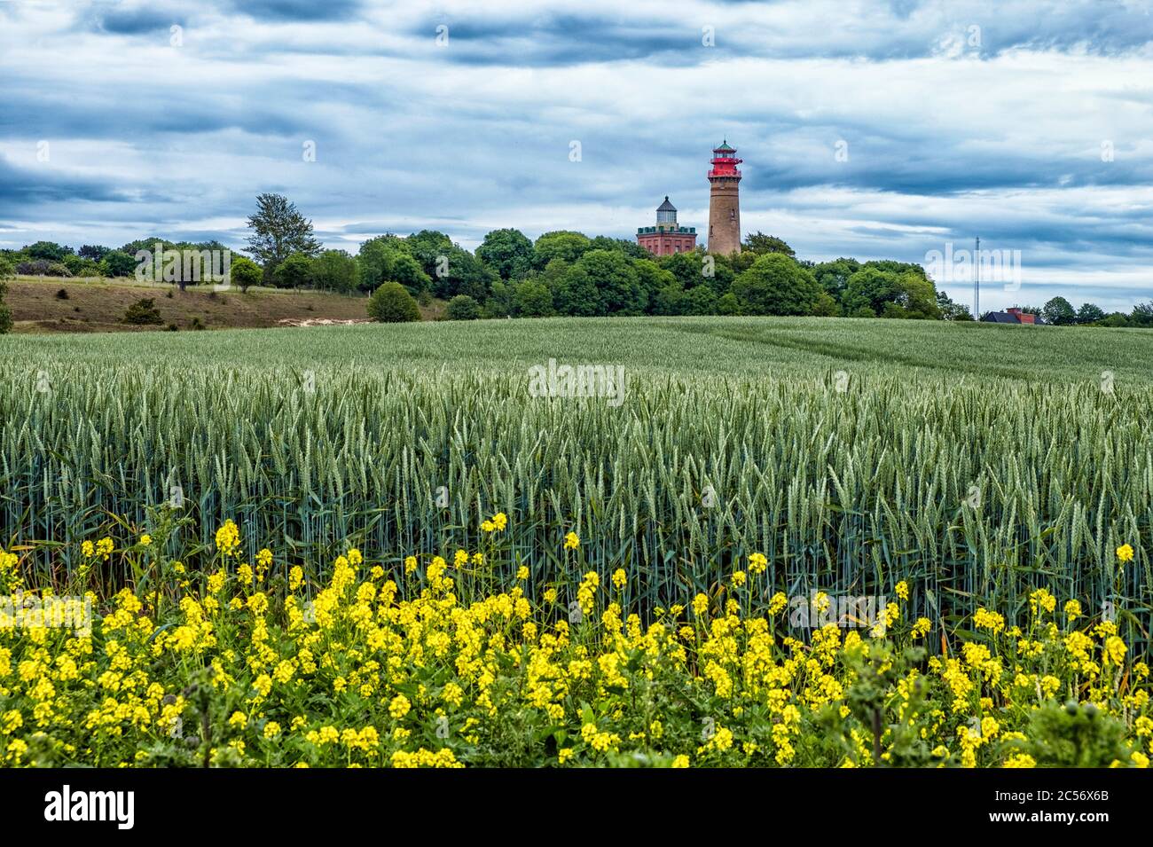 Lighthouse at the Kap Arkona on the german island of Rügen Stock Photo ...
