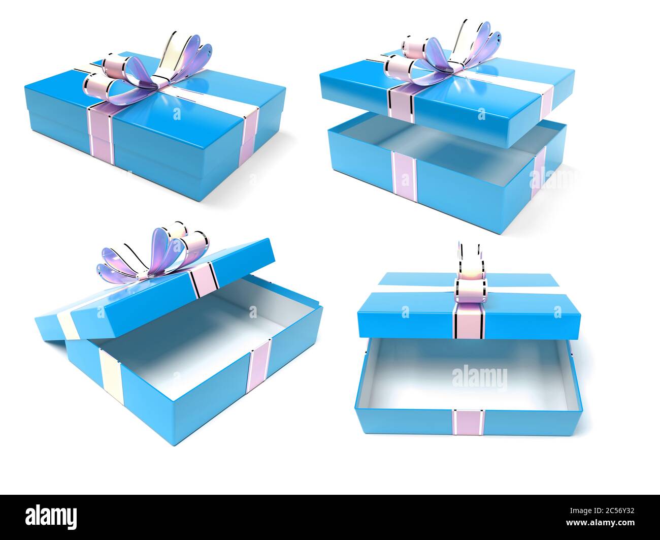 Gift boxes. Blue box with a bow Stock Photo - Alamy