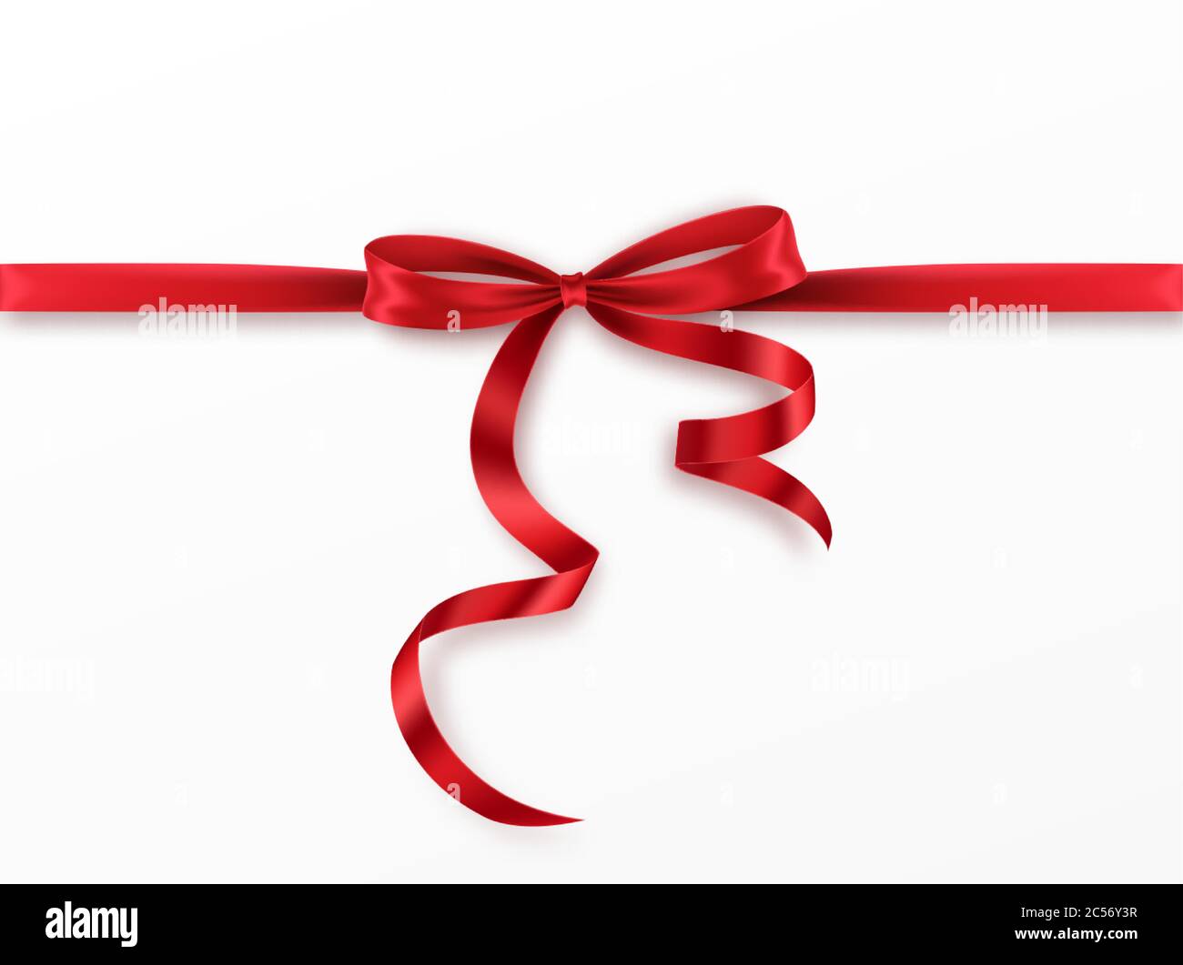 Red Bow and Ribbon on white background. Realistic red bow for ...