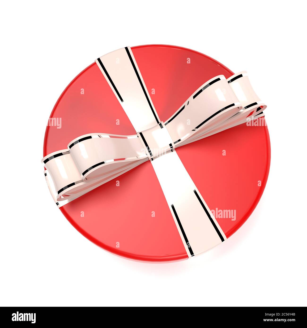Red round gift box. 3d rendering illustration Stock Photo - Alamy