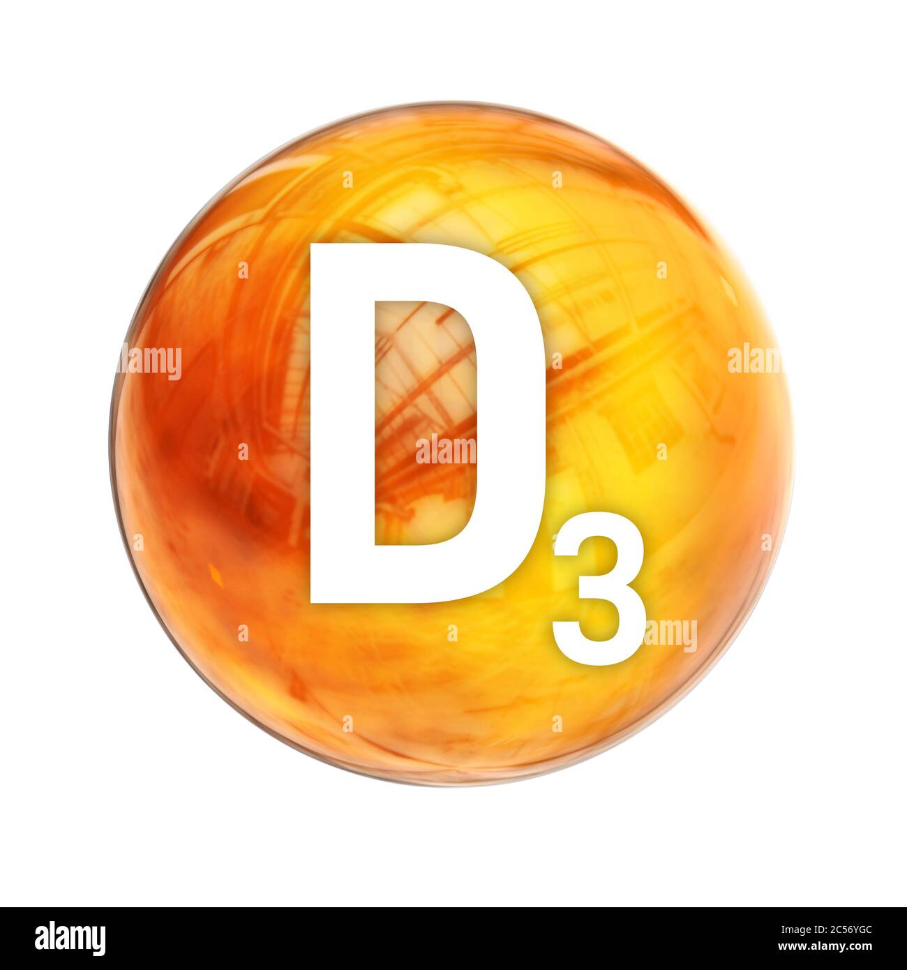 Vitamin D3 sphere molecule for healthcare medical pharmacy. Shining ...