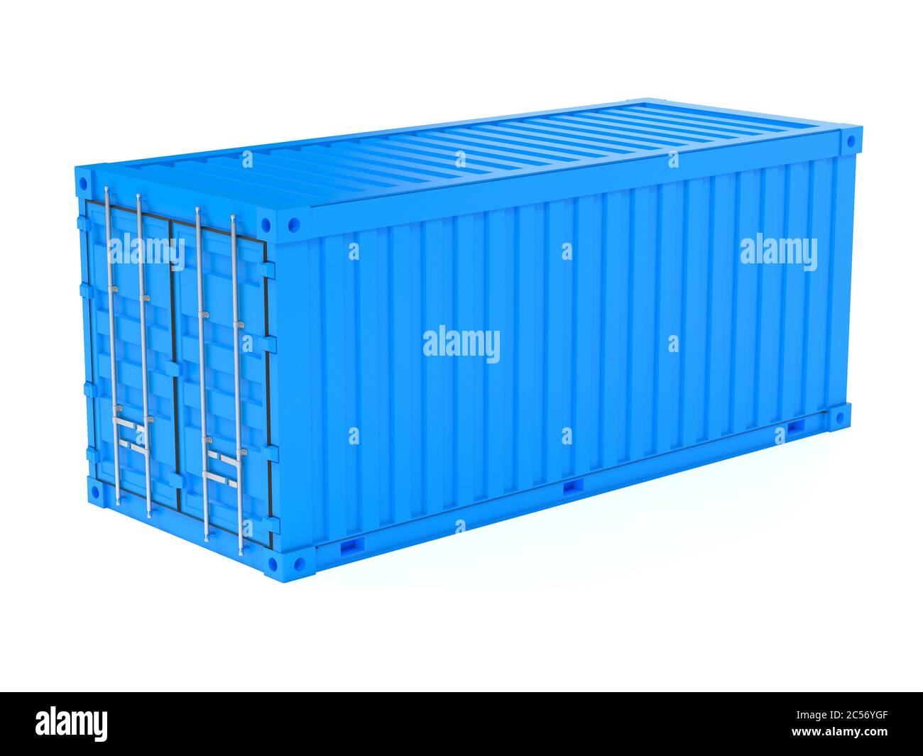 Shipping freight container. Blue intermodal container Stock Photo - Alamy