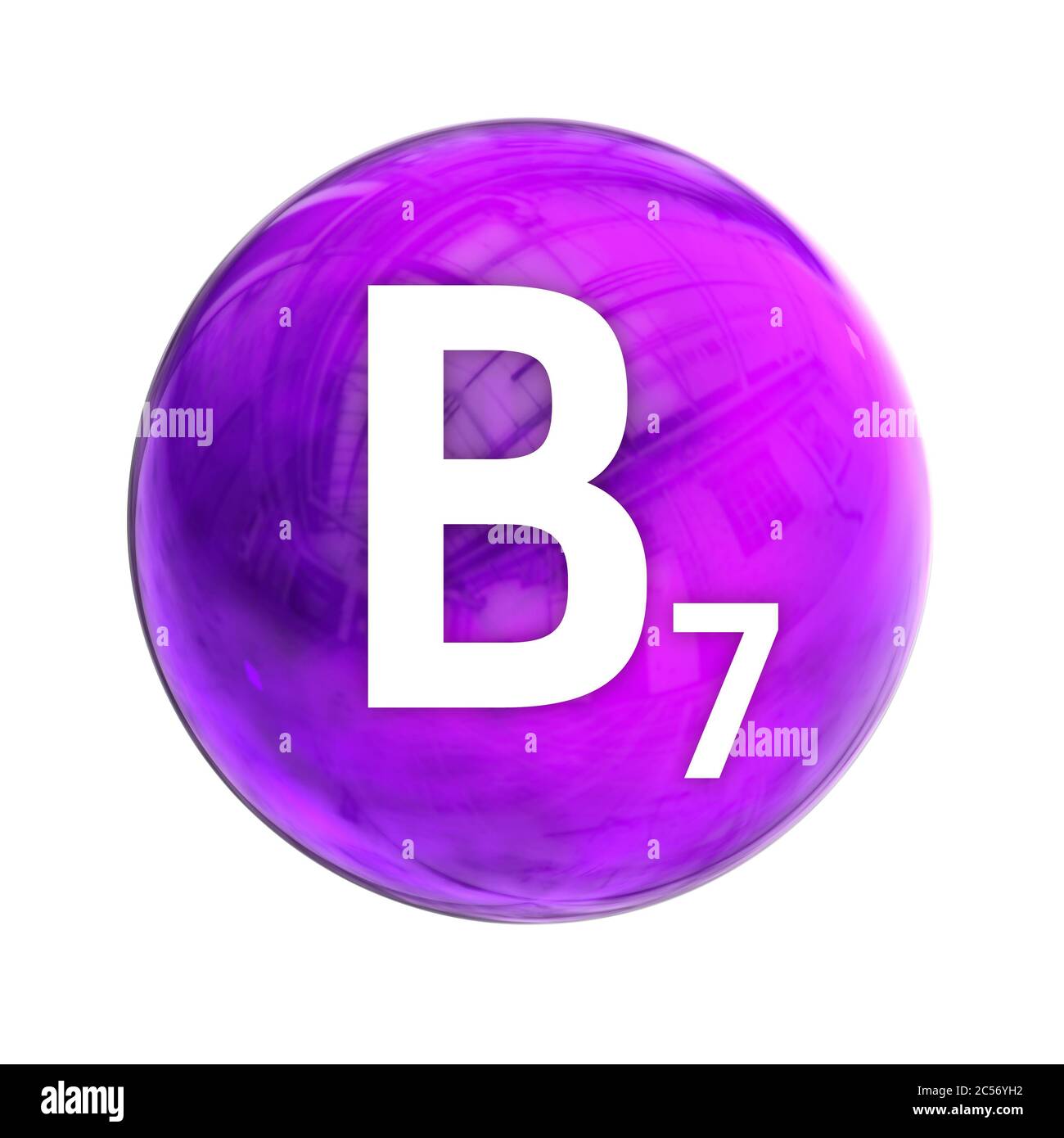 Vitamin B7 sphere molecule for healthcare medical pharmacy. Shining ...
