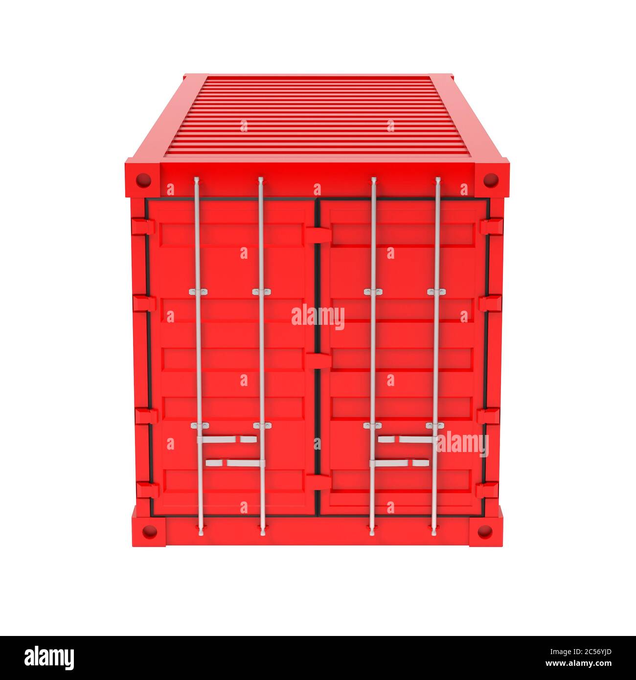 Shipping freight container. Red closed container. 3d rendering ...