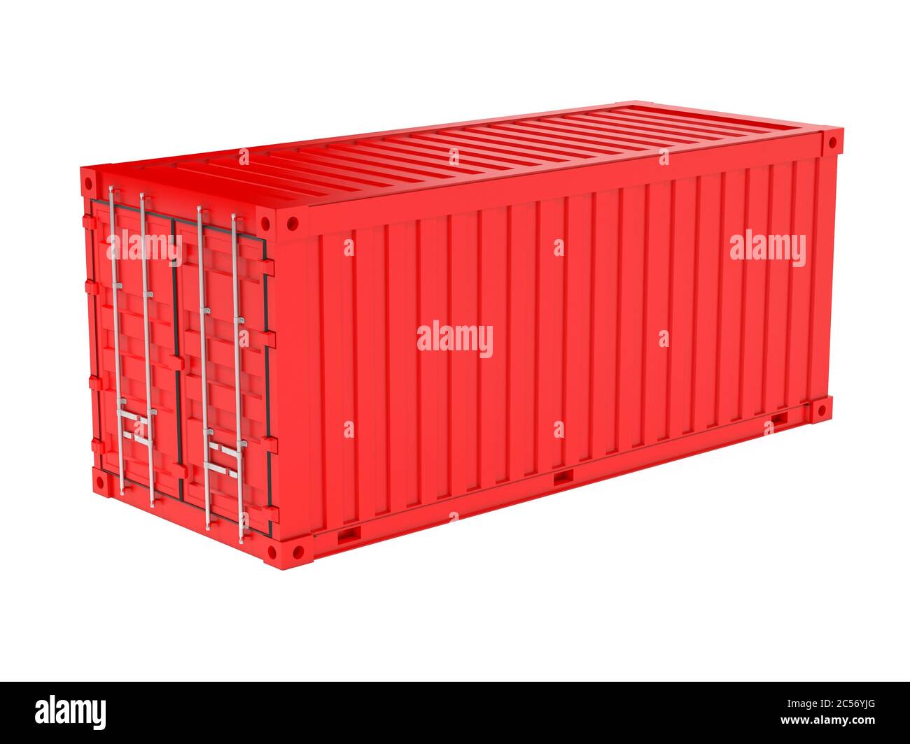 Shipping freight container. Red intermodal container. 3d rendering ...